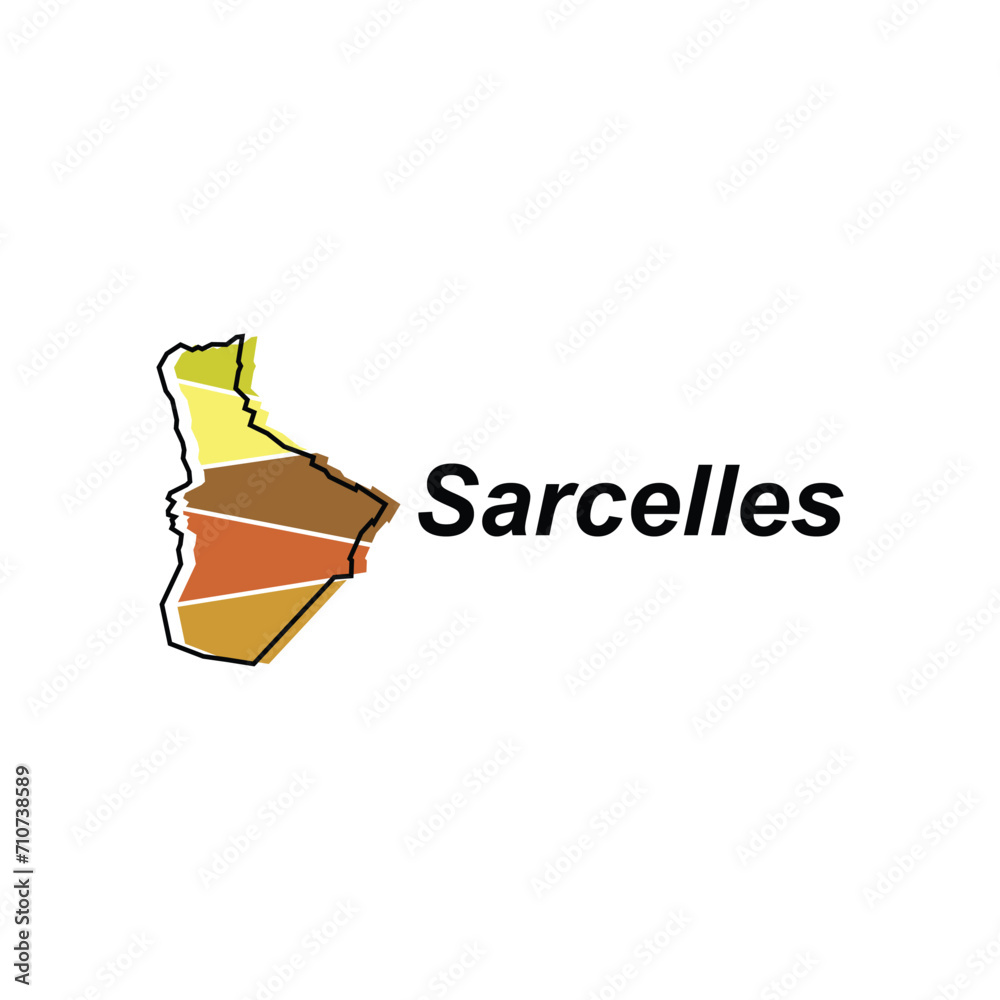 Map of Sarcelles vector design template, national borders and important ...