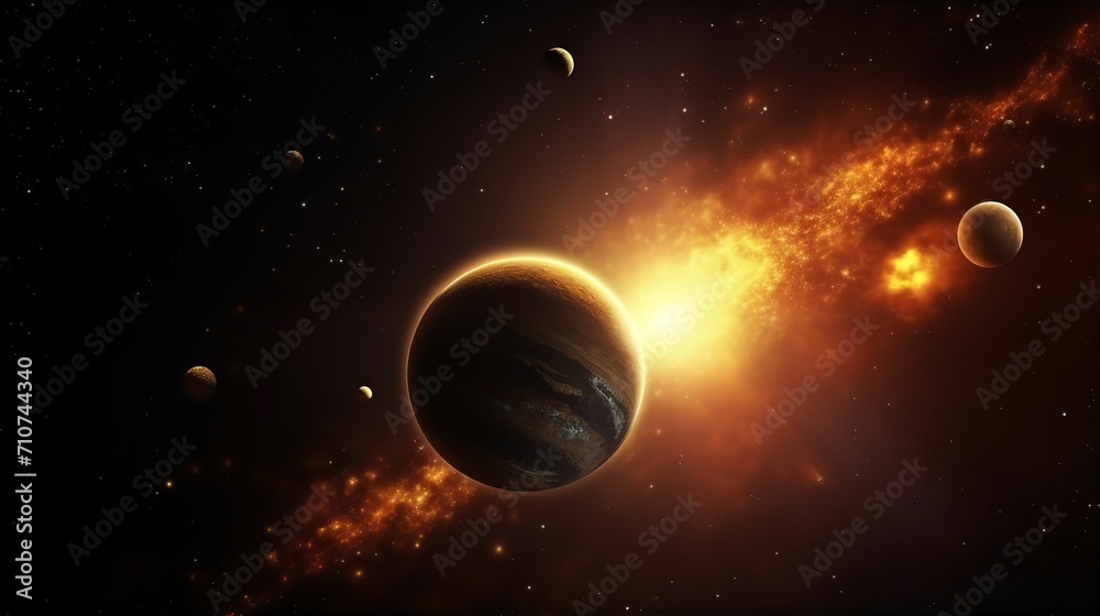 An illustration of the planets of our solar system orbiting the sun in ...