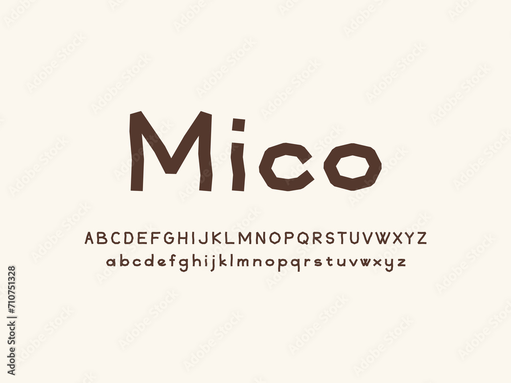 Playful sans serif display stencil font with a distinctive zig-zag ...