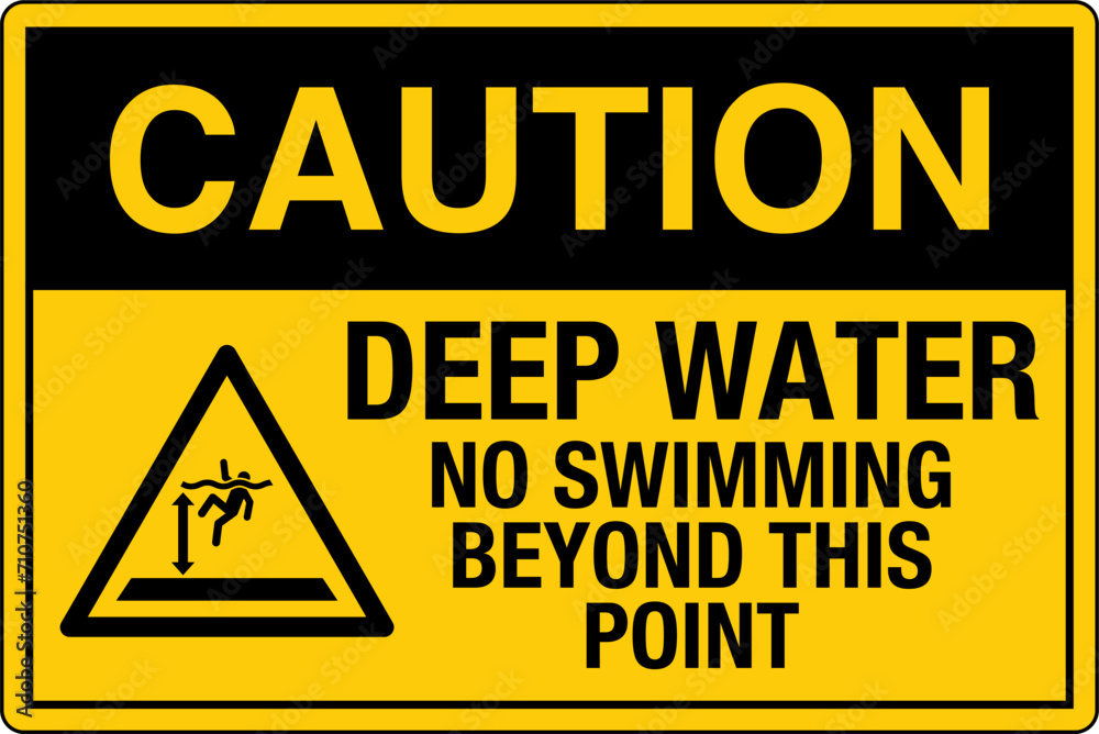 OSHA Safety Sign Marking Label Pictogram Standards Caution Deep water ...