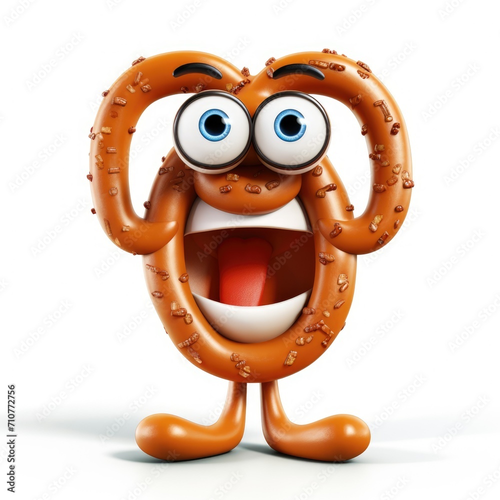 Cute pretzel character with eyes. German pastries. Bread. Kalach ...