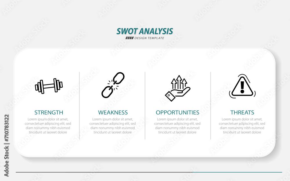 SWOT Analysis icons. Strengths, weaknesses, threats and opportunities, flat simple infographics ...