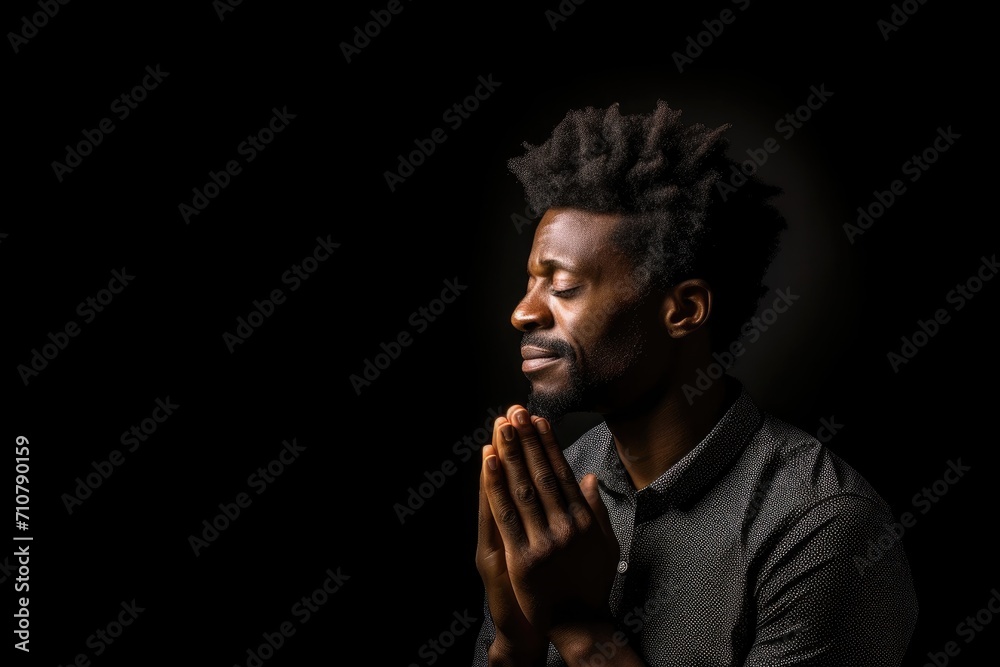 Black History Month, praying to god african american man on black ...