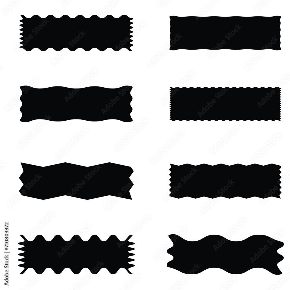 Scallop edge rectangular button icon set. A group of 8 rectangle ...