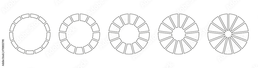 Circle division on 13 equal parts. Wheel divided diagrams with thirteen ...