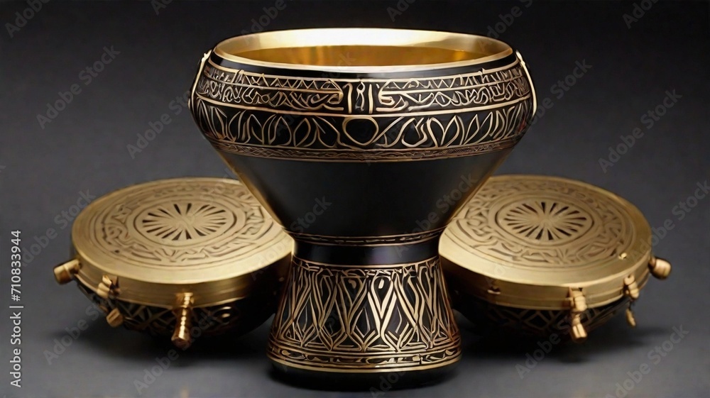 Instrumento árabe de percusión Derbake o darbuka, reliquia instrumento ...