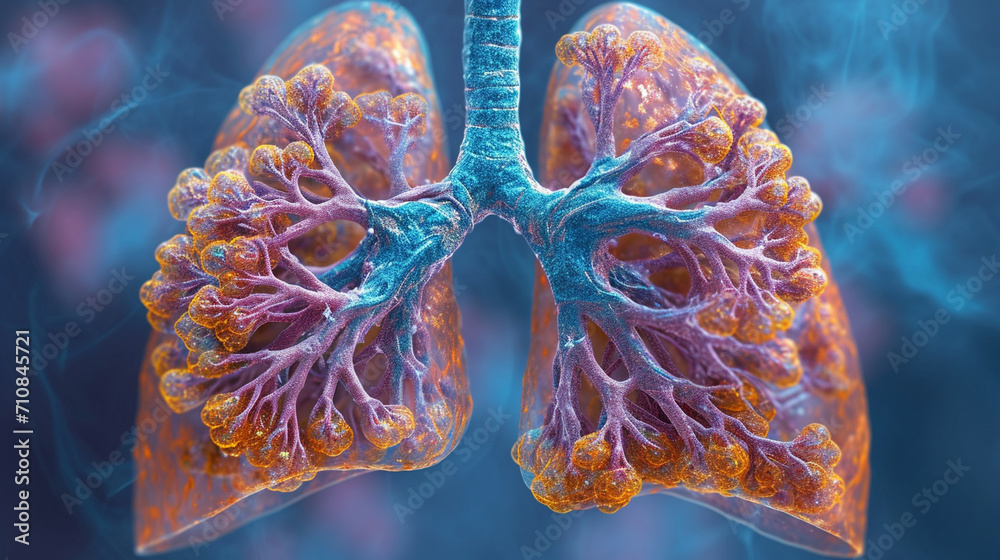 A medical illustration showcasing the cross-section of the trachea and ...