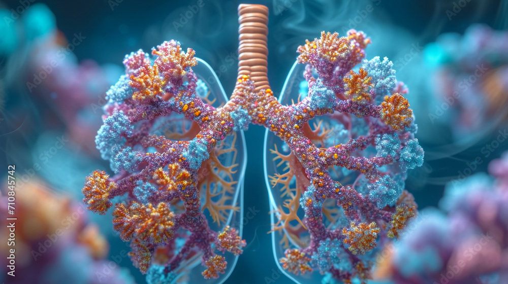 A medical illustration showcasing the cross-section of the trachea and ...