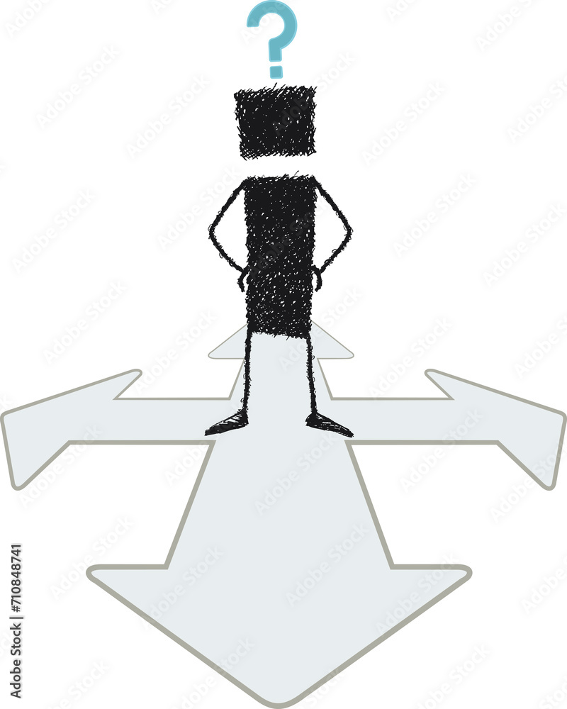 Four directions, stick figure. A stick figure does not know which path ...