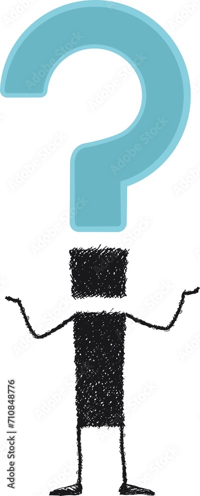 Big question mark, stick figure. A stick figure with a big question ...