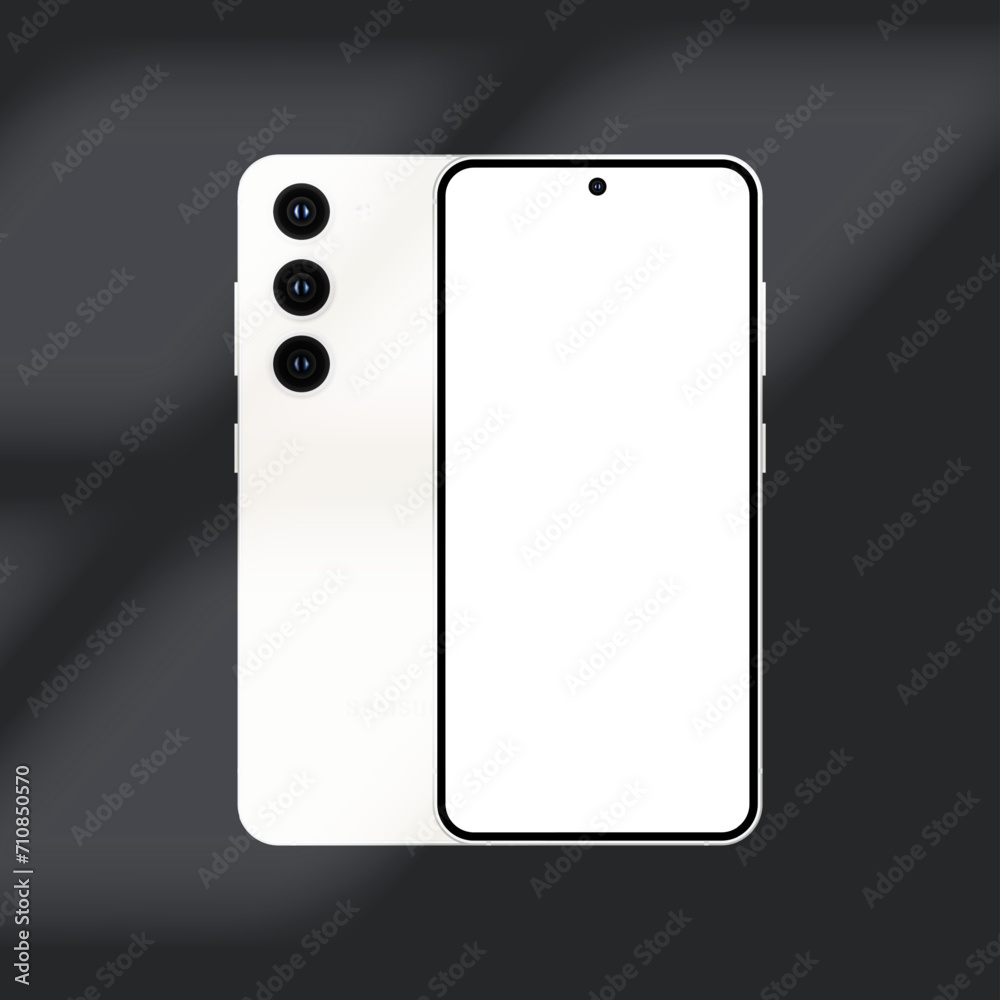 Smartphone Samsung Galaxy S23. Samsung Galaxy S23 template. Beige color ...