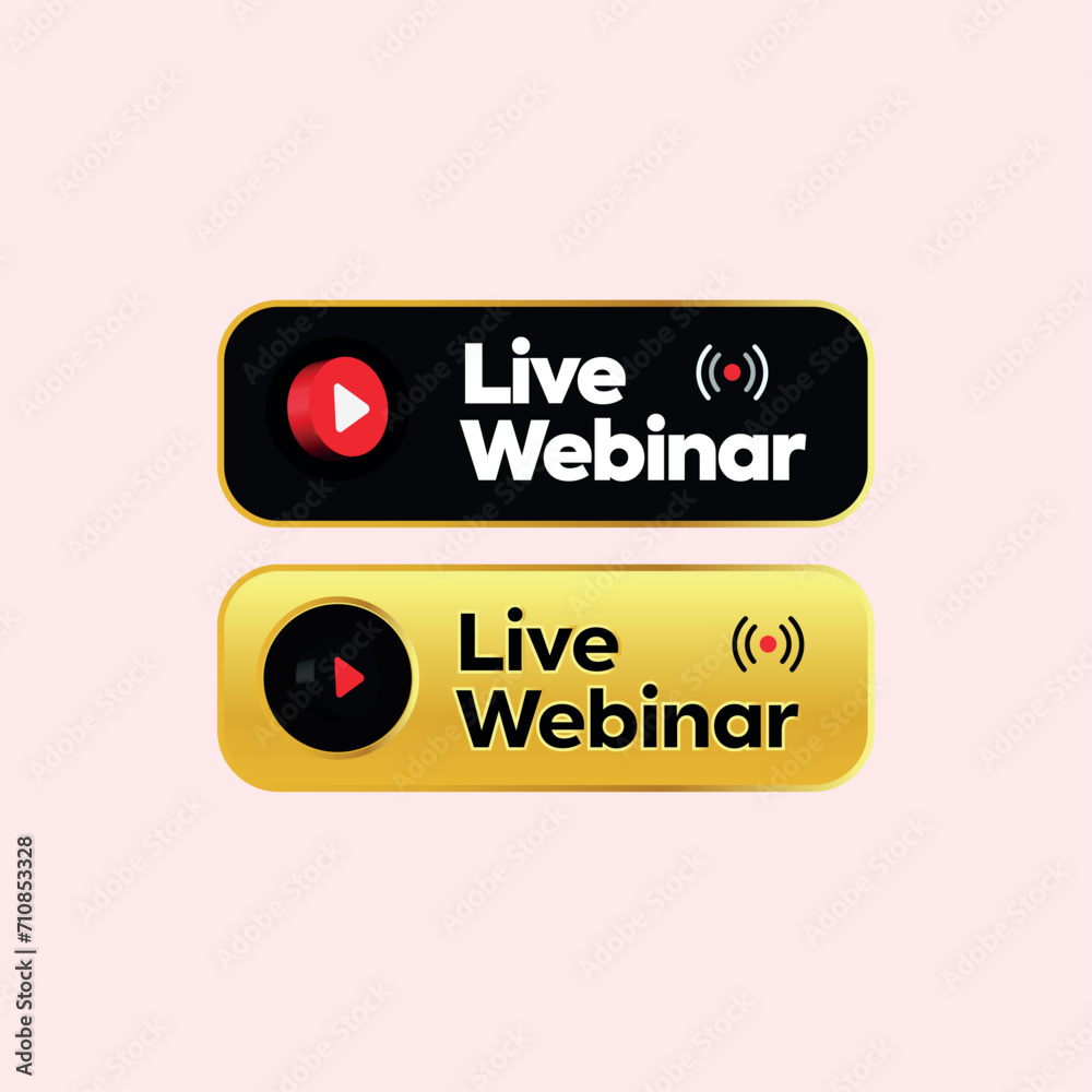 Live webinar. Live webinar cover banner with two labels in black and yellow colours. Live ...