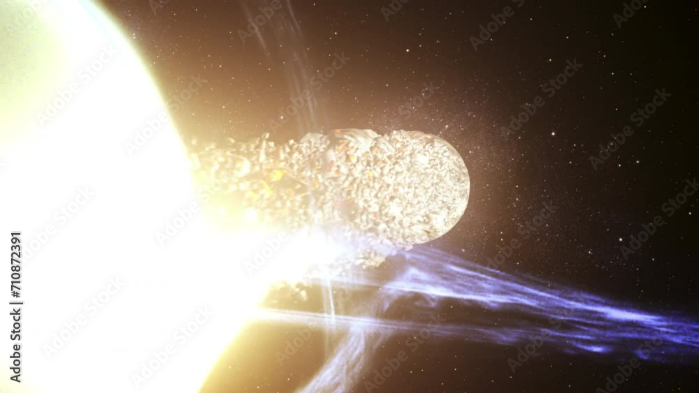 Alien planet being pulled by massive black hole. 3D rendering of large ...