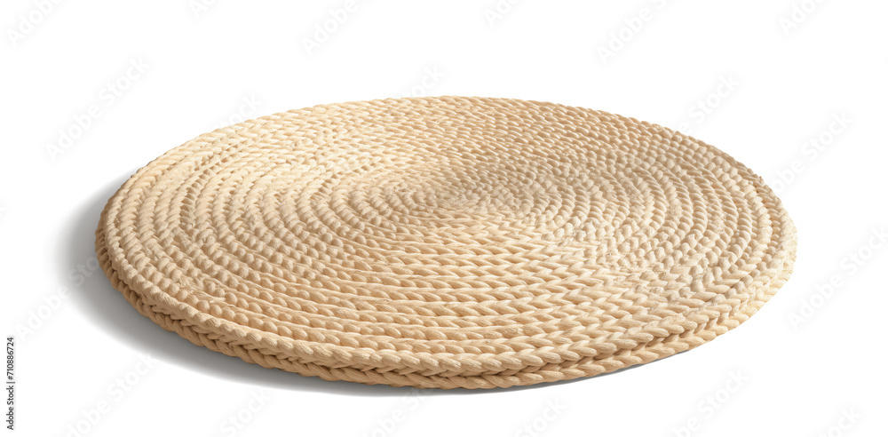 round floor carpet isolated on white transparent background, close up ...