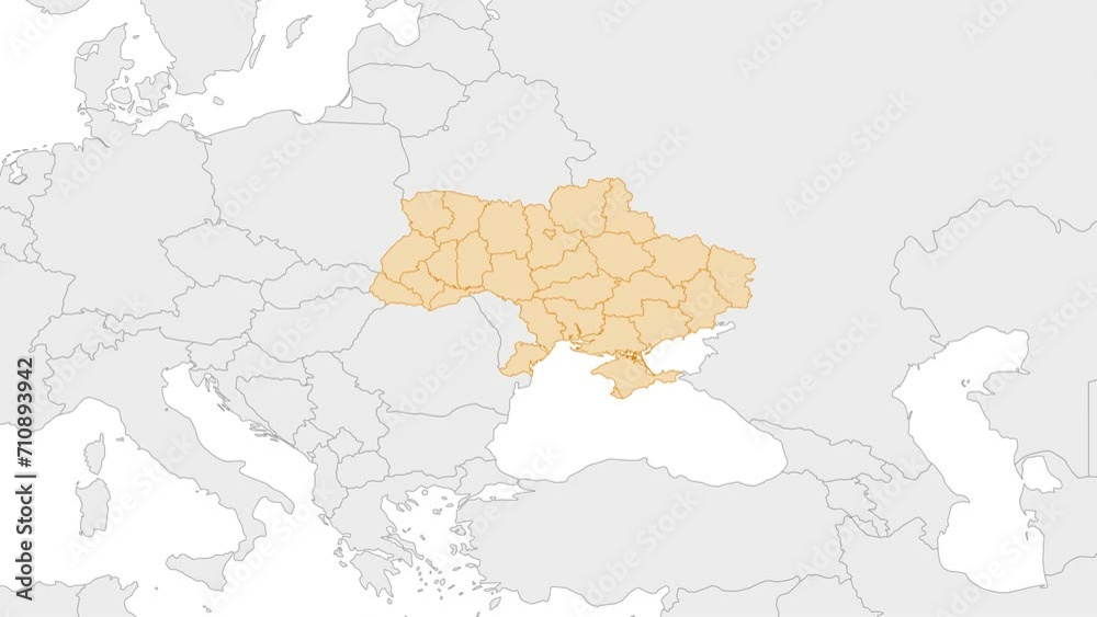 Detaled Ukrainian map Animation country map on world map. Animation of ...