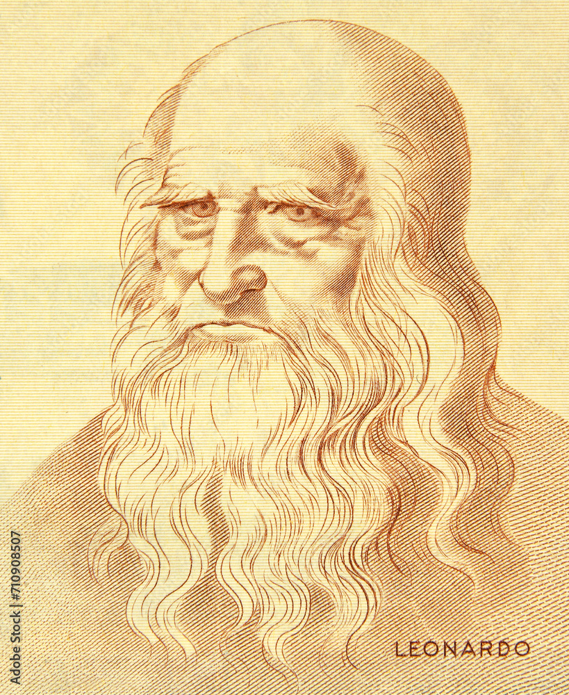 Leonardo Da Vinci, famous Italian artist and inventor, portrait on the ...