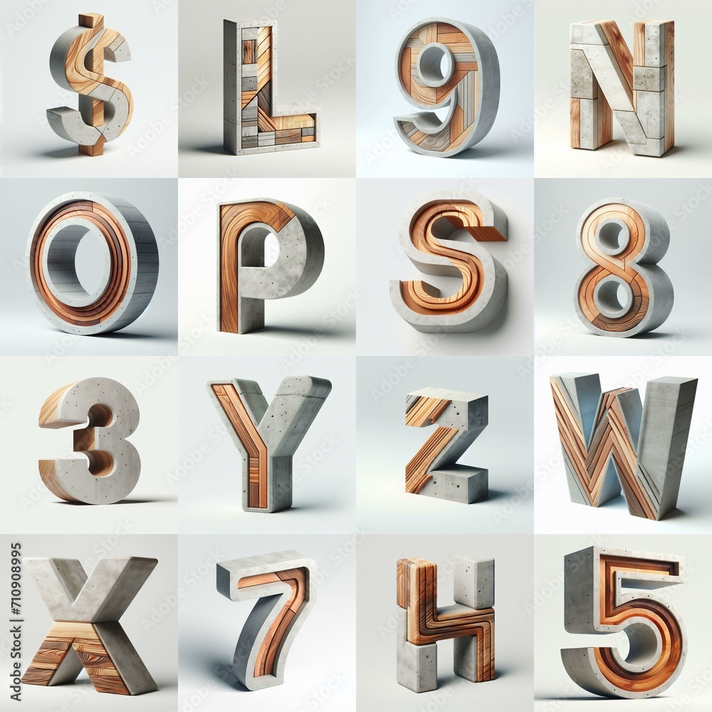 3D Lettering That Blends Concrete With wood. AI generated illustration ...