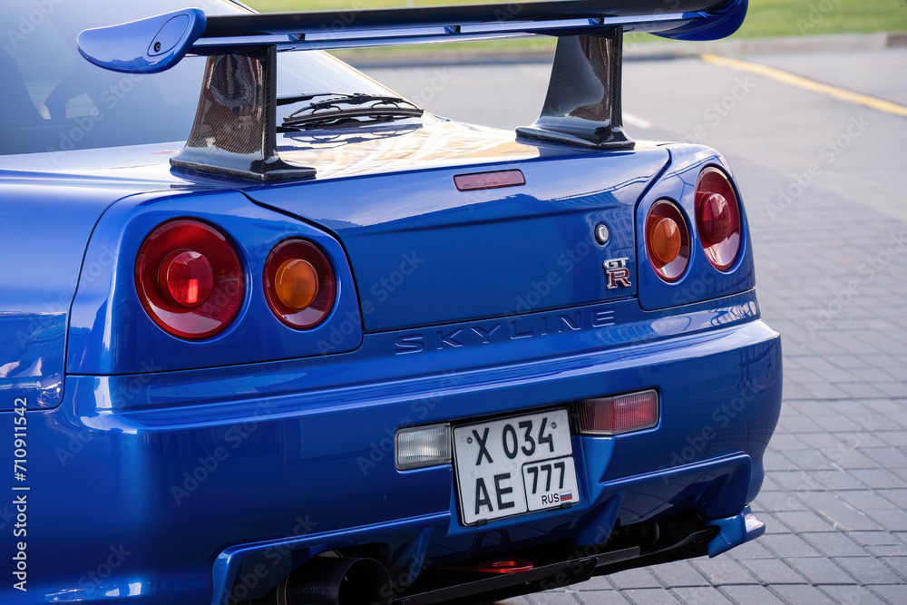 Nissan Skyline GT-R R34 rear part with spoiler Stock Photo | Adobe Stock
