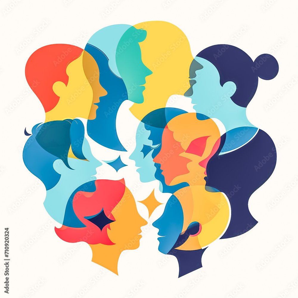 social network concept, illustration that portrays diverse modes of ...