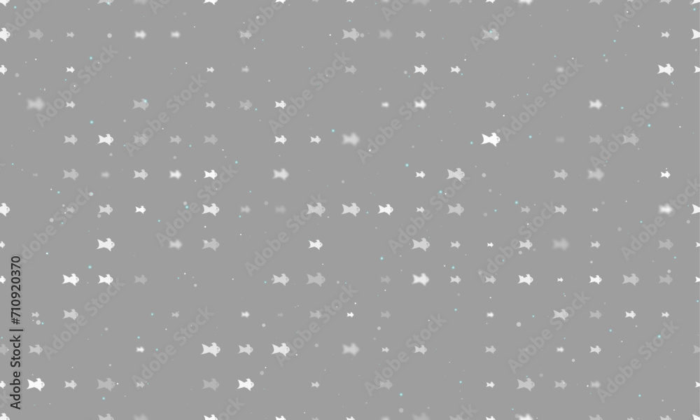 Seamless background pattern of evenly spaced white gold fish symbols of ...