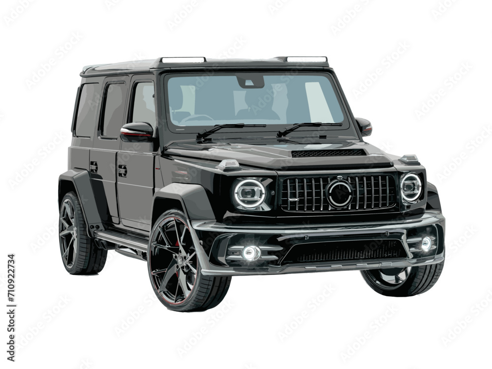 Mercedes G class black car icon. Transparent background. Front view of ...