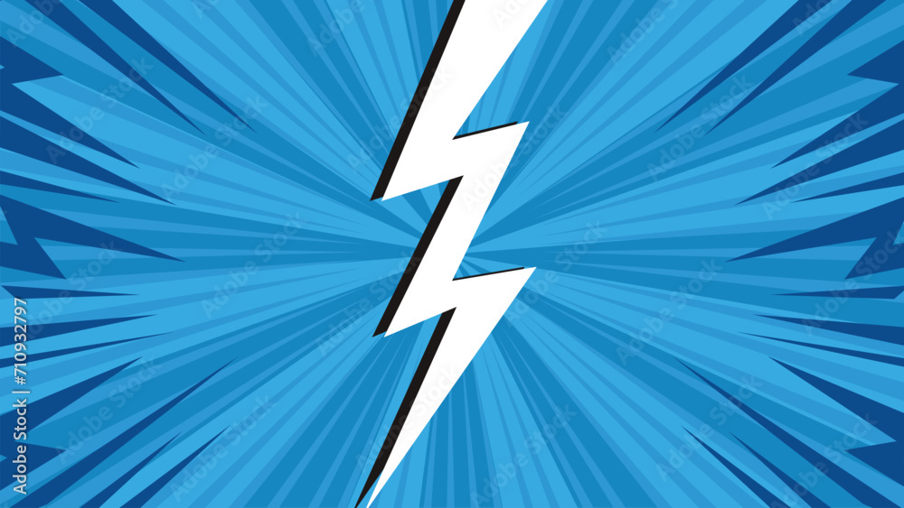 Pop art comic background with flash. Blue Cartoon background Vector ...