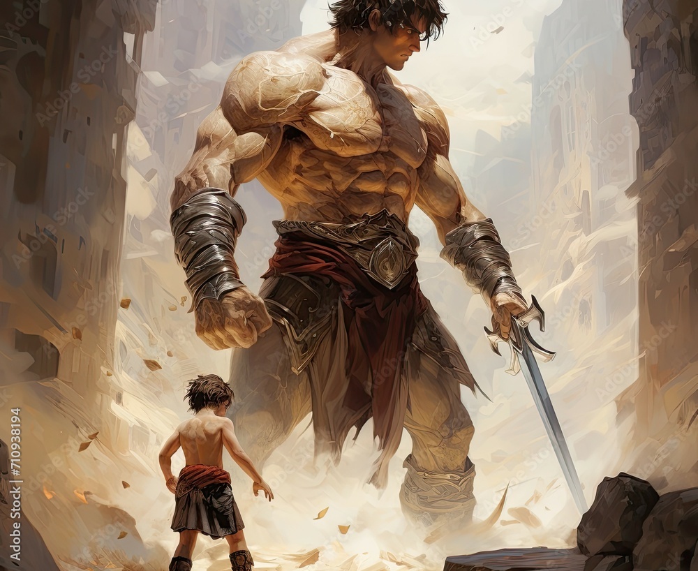 Immerse yourself in the age-old saga of David and Goliath with this AI ...