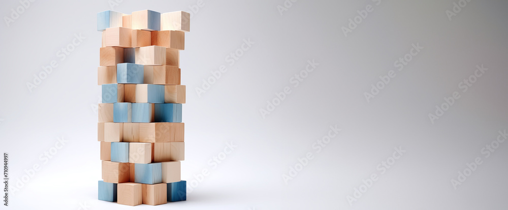 Skyward Ascent: Pastel Wooden Blocks Towering Upwards Stock Photo ...