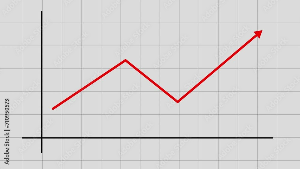 Infographic growth 2D line graph animation. Animation icon of a red ...