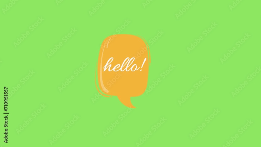 HELLO typo on orange textbox style speech bubble symbol on green screen ...