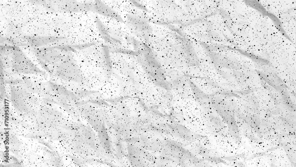 Crumpled white paper abstract grunge texture along black tiny dots ...