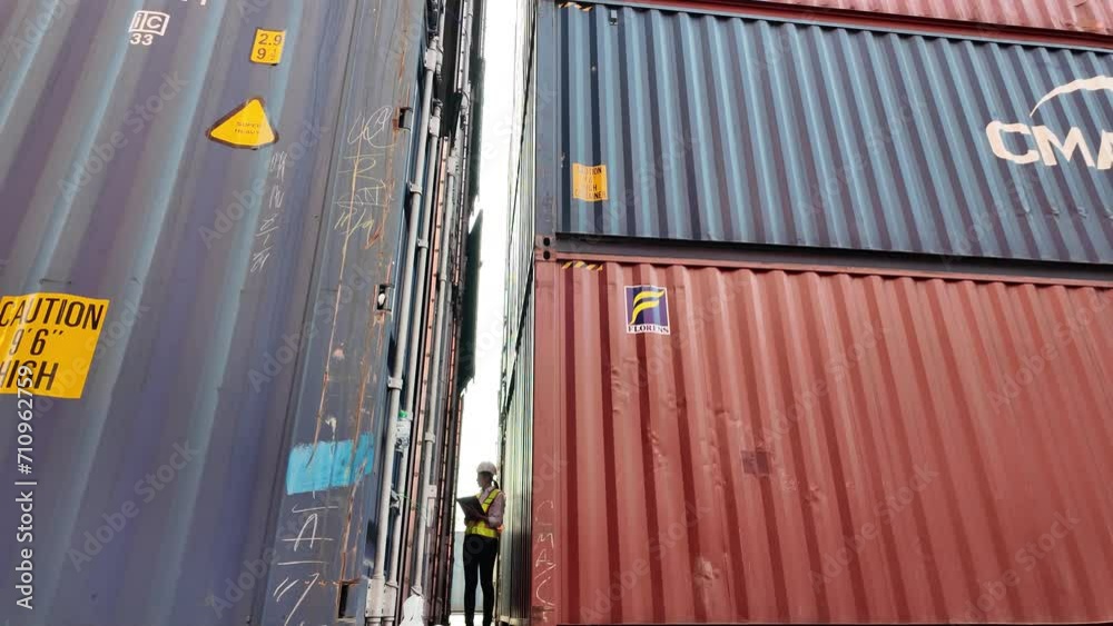 Vidéo Stock Container warehouse cargo logistic warehouse shipping ...