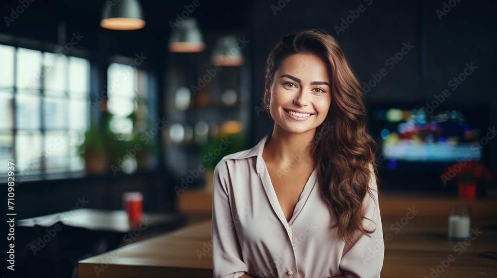 The tv presenter is preparing for a new broadcast in the studio with a ...