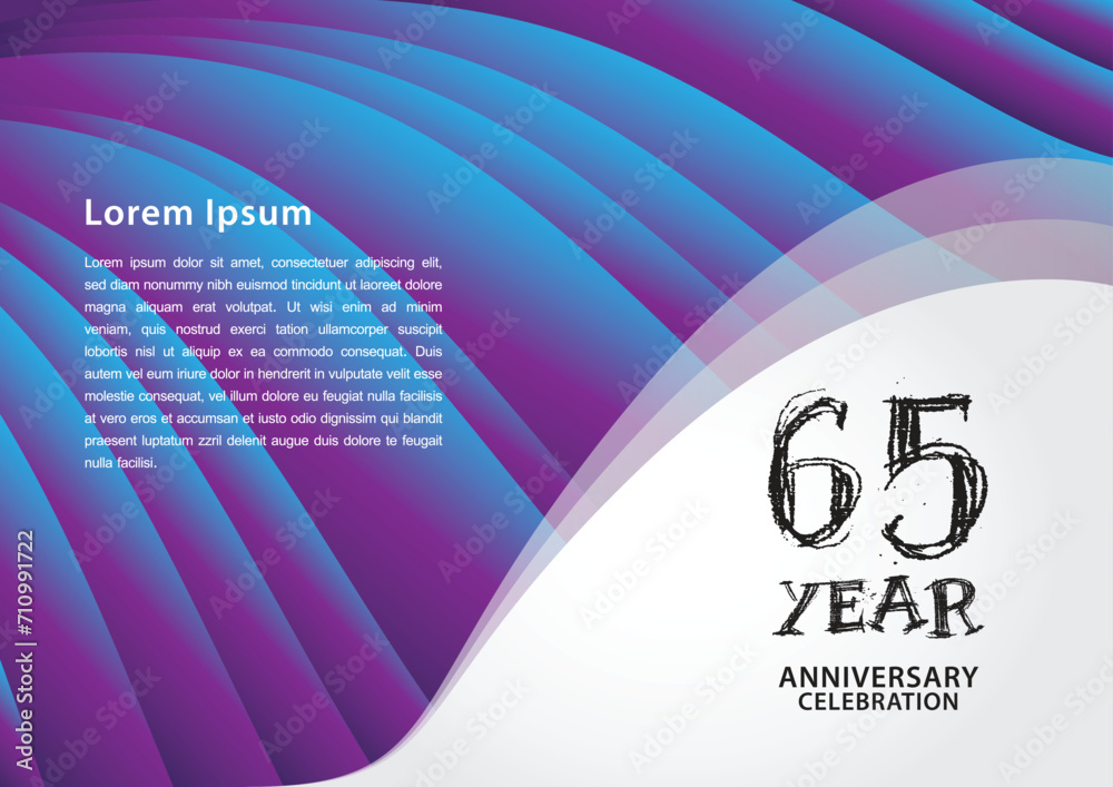 65 year anniversary celebration logotype on purple background for ...