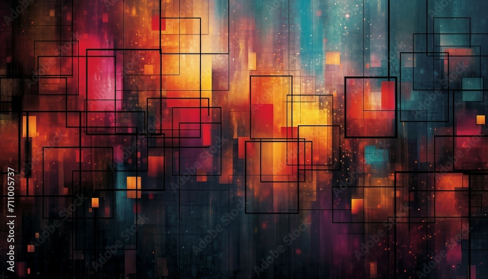 Present a digitally inspired texture with pixelated patterns, adding a ...