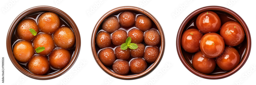 Set of Gulab Jamun top view isolated on a transparent background Stock ...