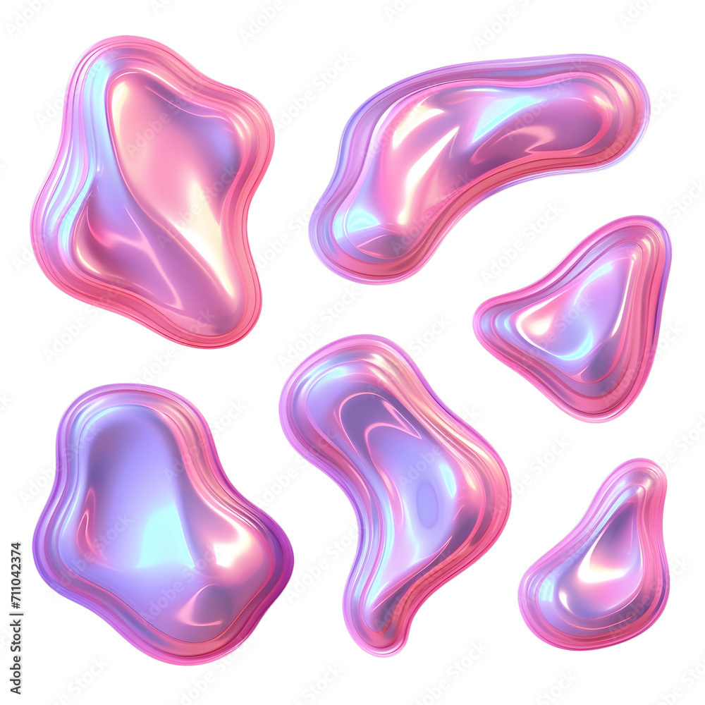 Glass liquid bubble precious metal drops. Chrome Y2K melted, mercury ...