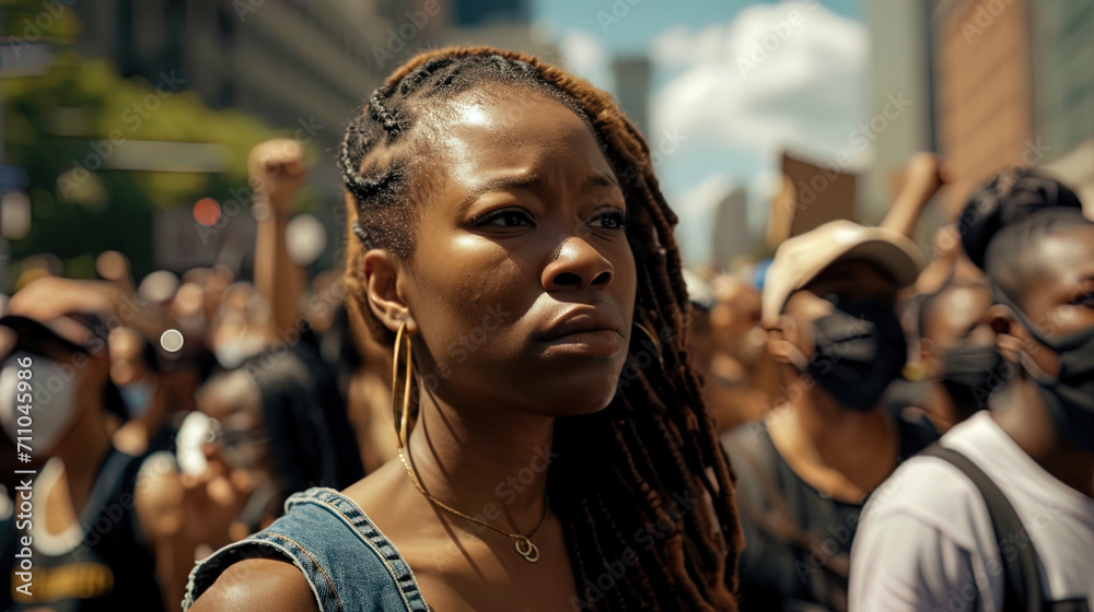 Amidst the sea of protesters, a black woman takes center stage ...