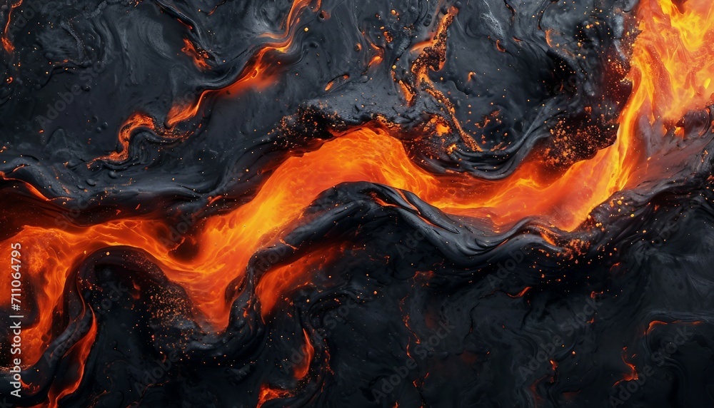 Capture the fluid and dynamic textures inspired by lava flow, adding a ...