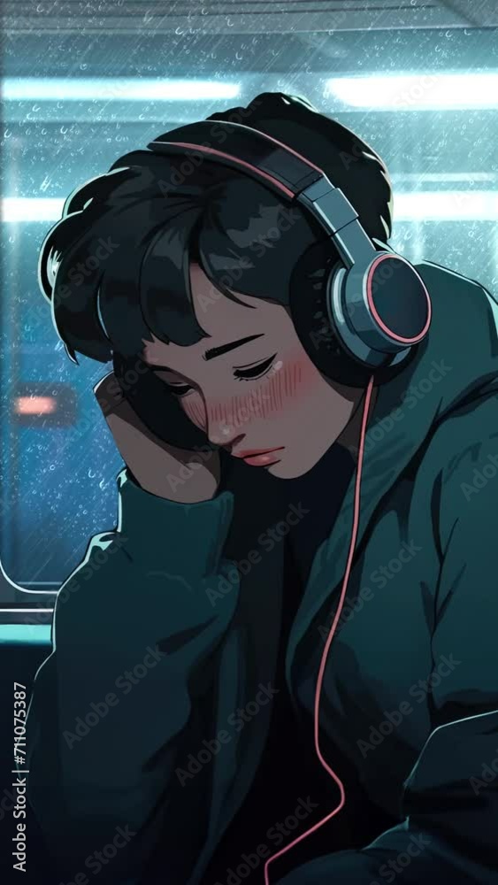 Lofi animation. Seamless loop. Girl on the train. Assets were created ...