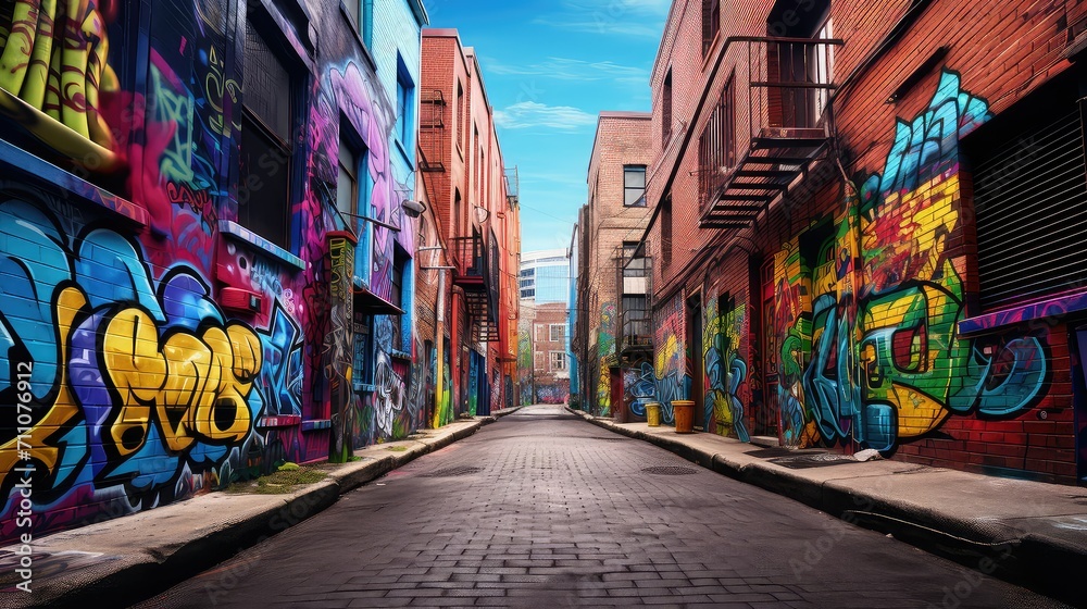 street perspective urban background illustration graffiti alleyway ...