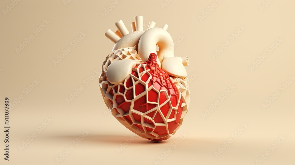 Highly detailed human heart model isolated on gradient beige background ...