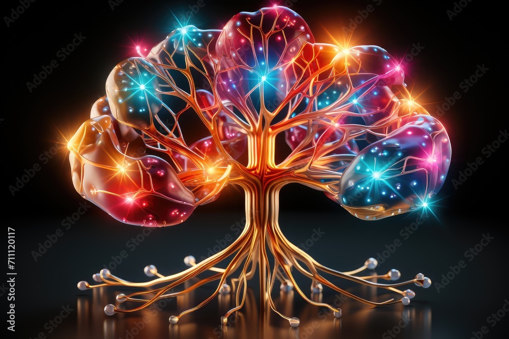 Colorful Glowing Vivid Axon Hillock Myelin Sheath Node Of Ranvier And Propagation Of Action