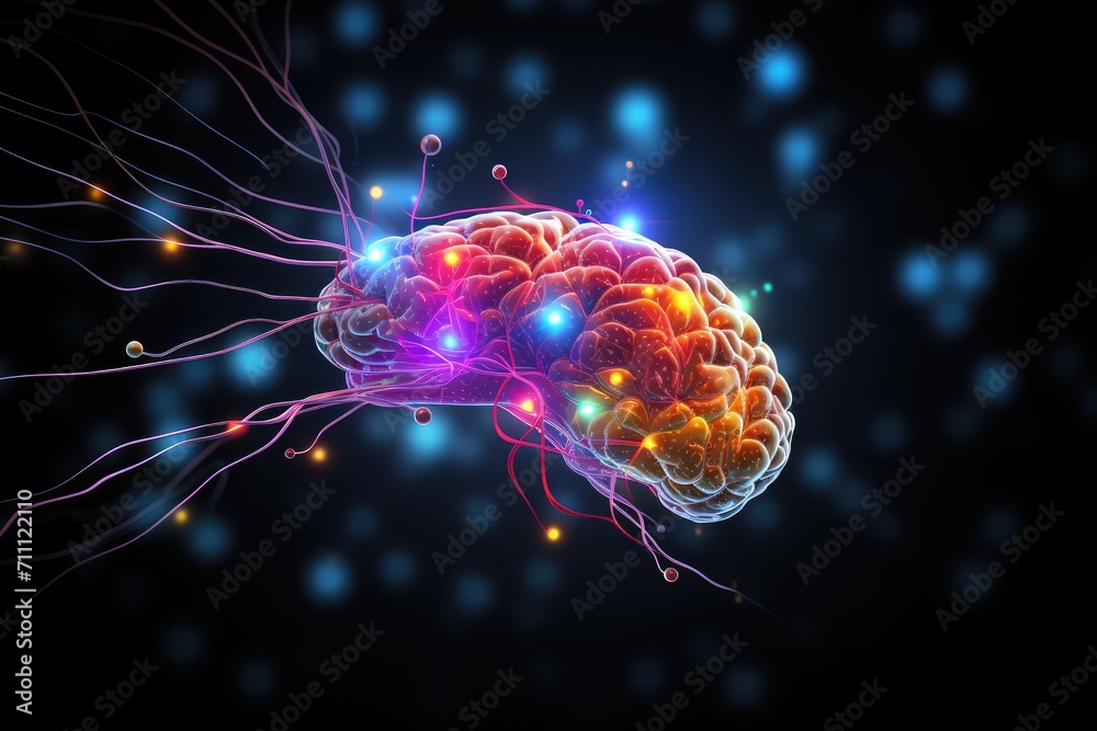 ภาพประกอบสต็อก Neural processes, brain synapses neurotransmitters ...
