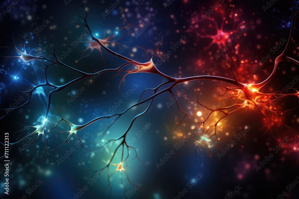 Neural processes, brain synapses neurotransmitters. Excitatory ...
