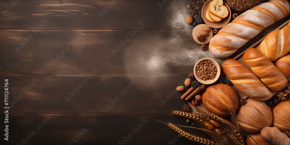 Bakery and pastry style border design with space to place text on dark ...