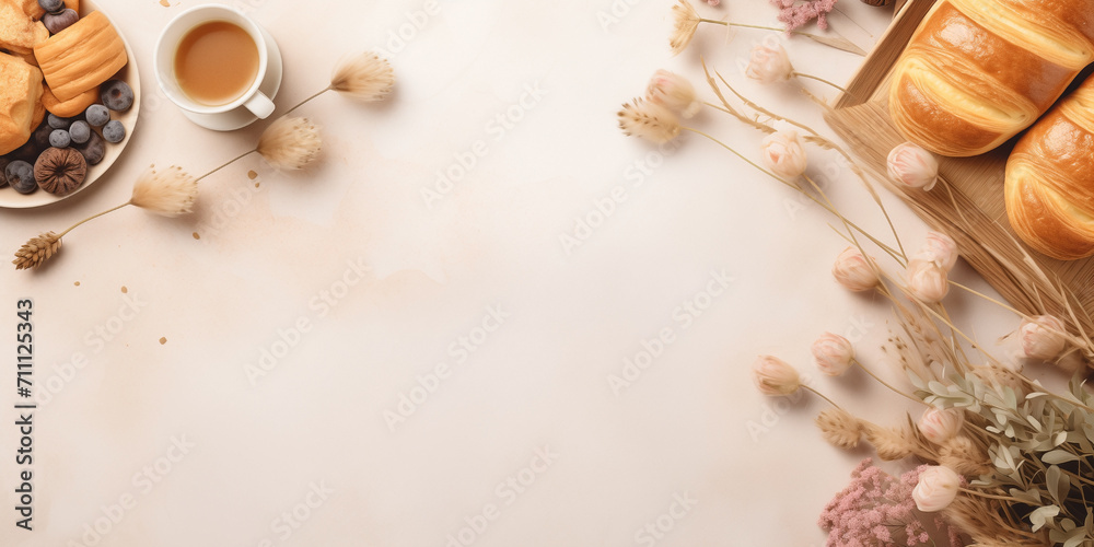Bakery and pastry style border design with space to place text on light ...