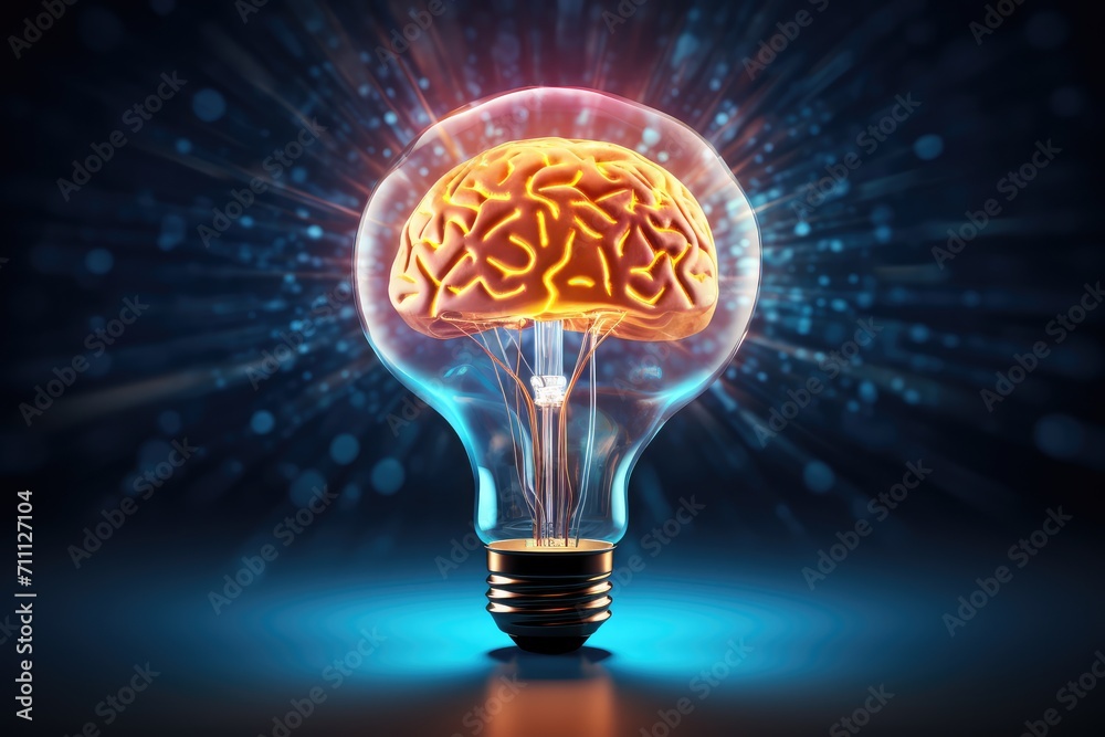 3D brainstorm symbol mindful brain icon, concept mapping and word ...