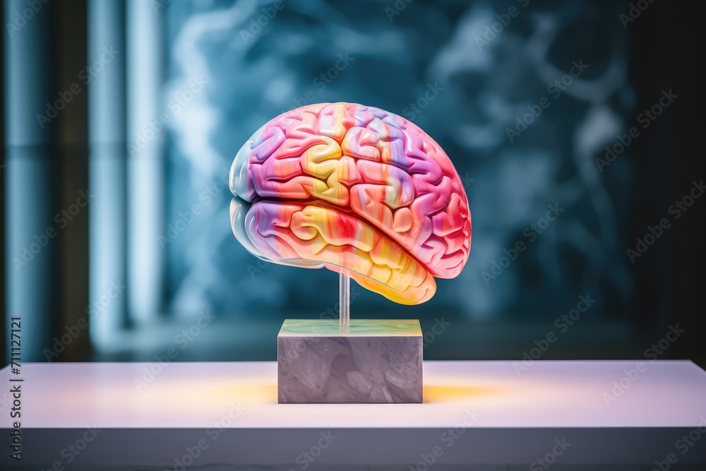 3D brainstorm symbol mindful brain icon, concept mapping and word ...