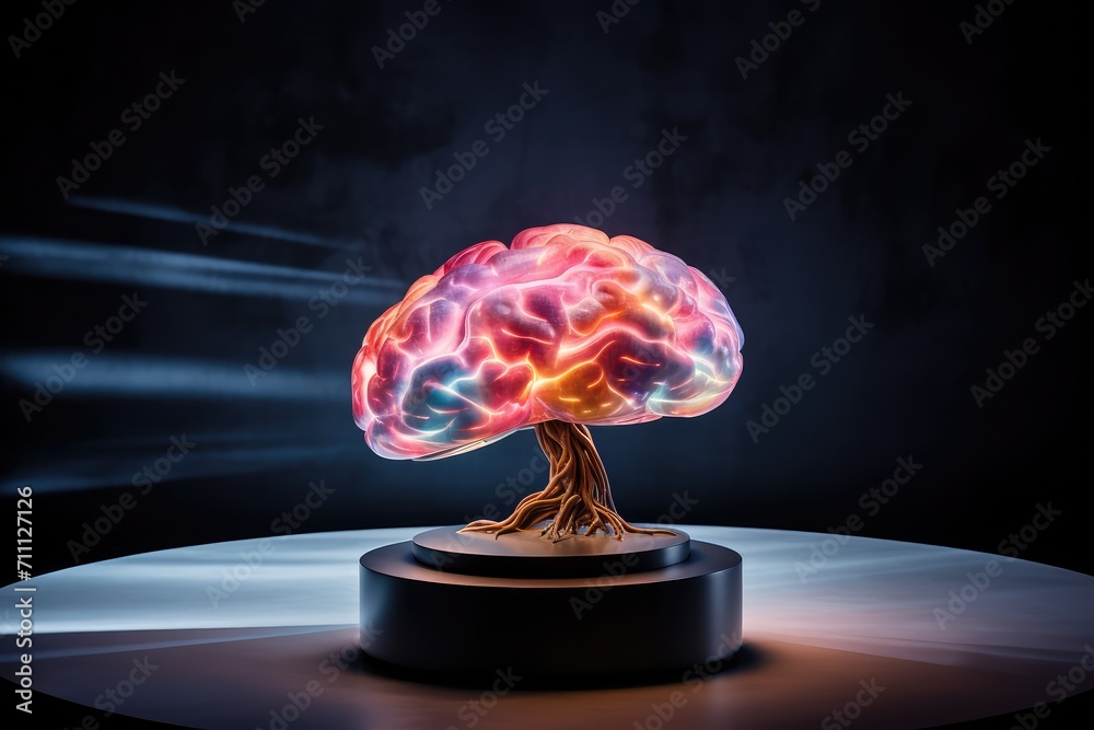 3D brainstorm symbol mindful brain icon, concept mapping and word ...